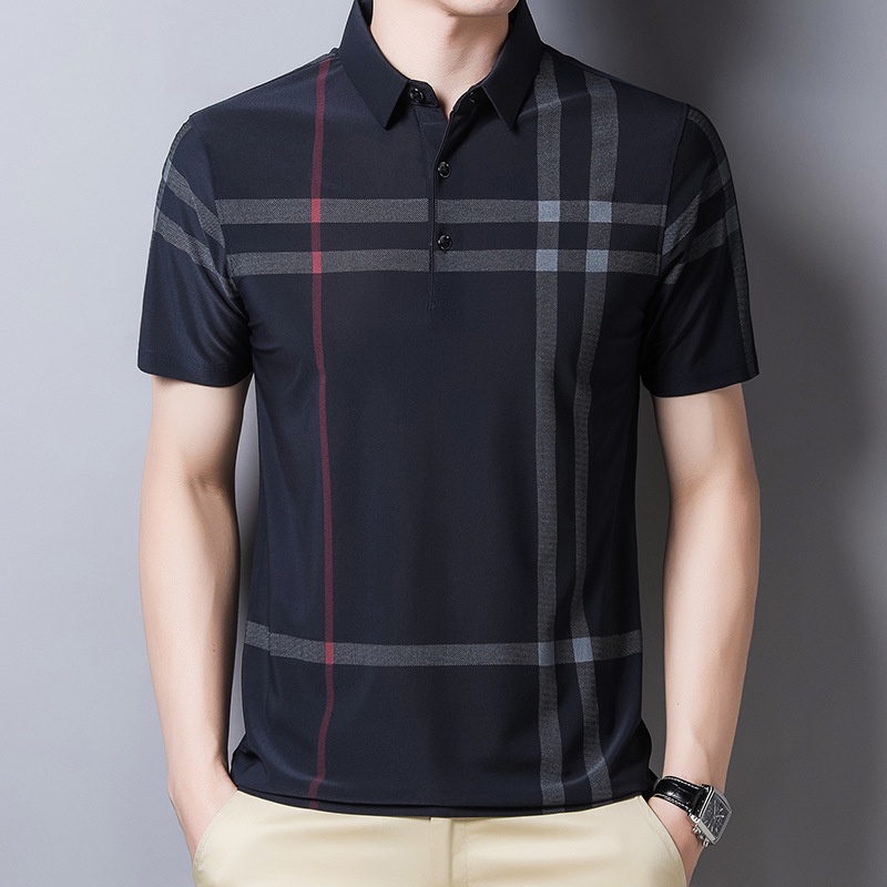 Summer Short Sleeve Polo T Shirt Male Casual Ice Silk Polo Shirt Formal