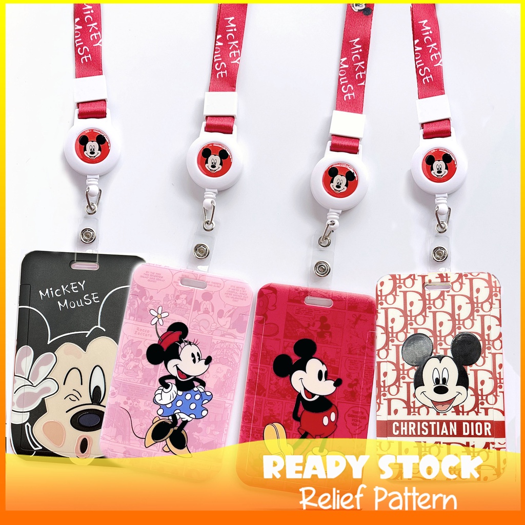Cartoon Card Holder Long Extendable Lanyard Mickey Mouse Employee Card ...