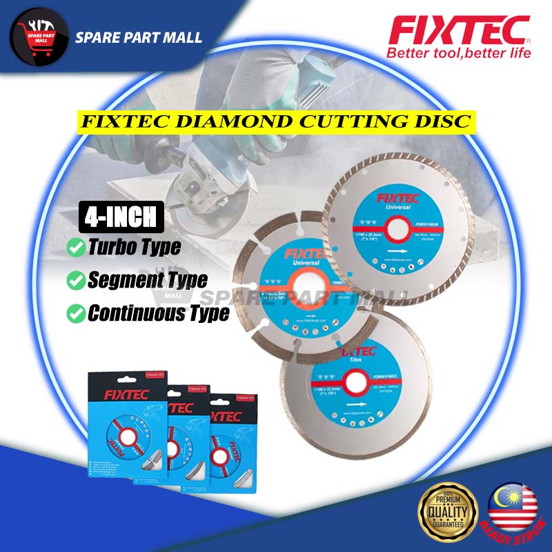 FIXTEC DIAMOND CUTTING DISC / 4" TURBO SEGMENT CONTINUOUS WET & DRY CUTTING BLADE CONCRETE BRICK ...