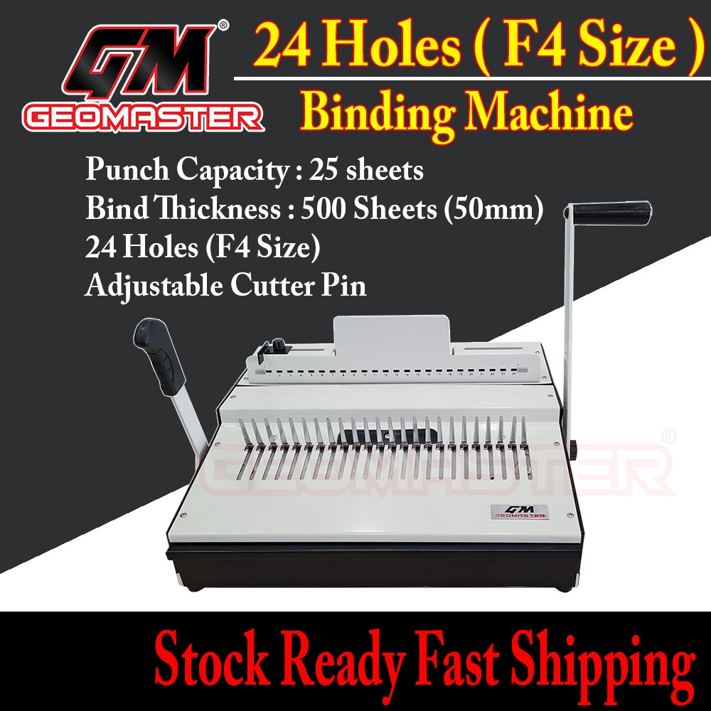 Geomaster F4 Size Binding Machine , 24 Holes Comb Binding Machine - Heavy Duty Binding Machine ...