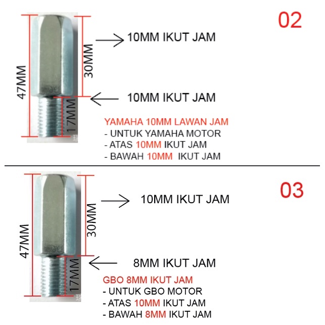 SCOOTER Motorcycle Side Mirror Adapter Screw 1PCS Rearview Side Mirror ...