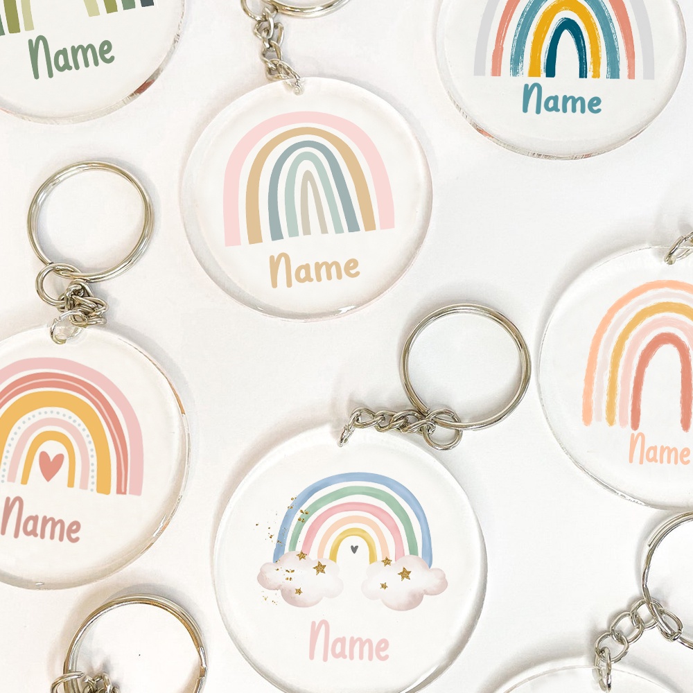 Personalized Custom Rainbow Name Customization Acrylic Key Chains ...