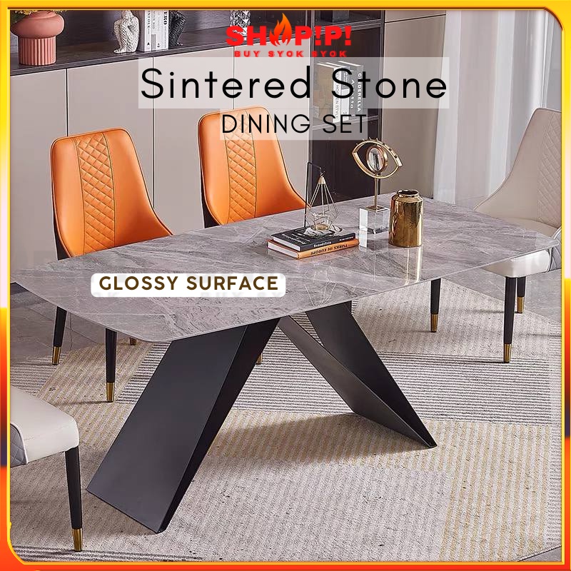Shopipi Light Luxury Dining Set Ceramic Sintered Stone Dining Table ...