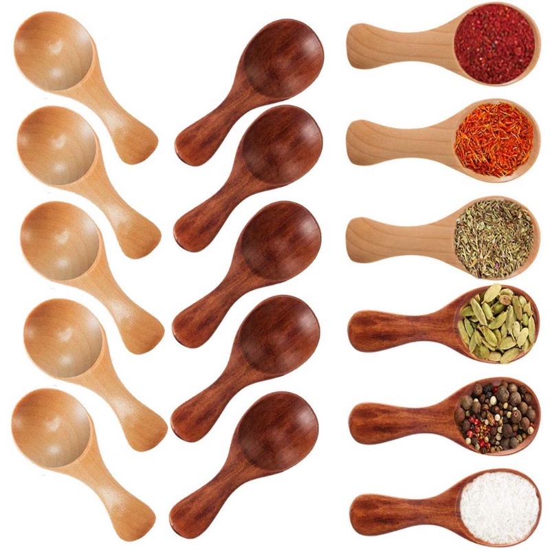 1PC Small Wood Spoons for Jars Honey Coffee Tea Scoop Dessert Ice Cream ...