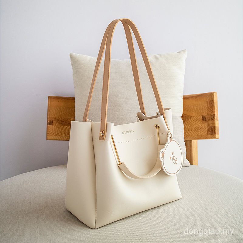 New Tote bag women joker commuter PU bucket inclined shoulder bag ...