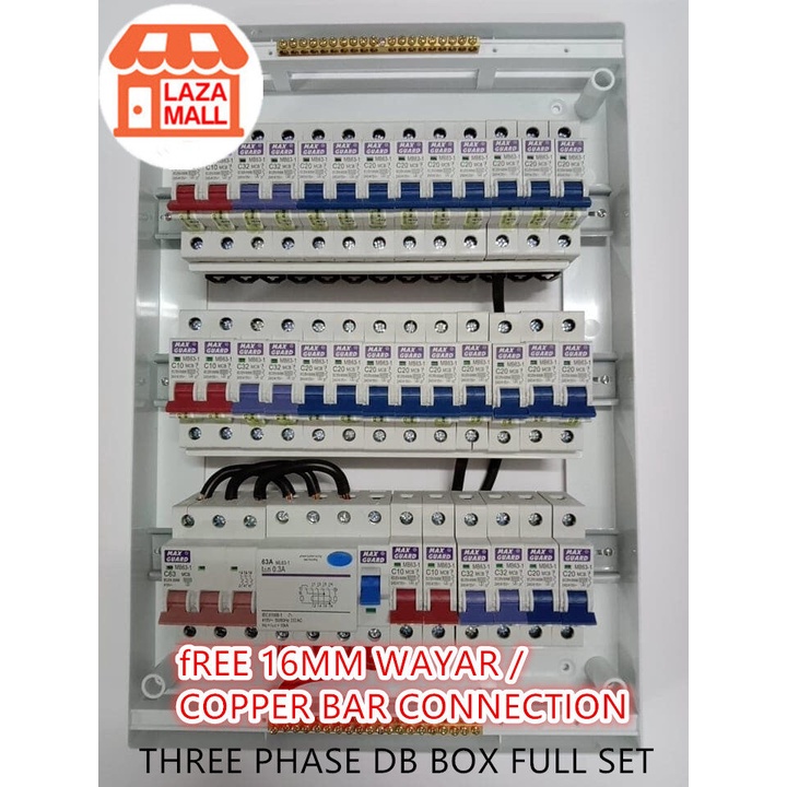 【3 Phase】 Db Box Full Set 45 Way Free 16mm Sirim Wayar Main Suis Elcb