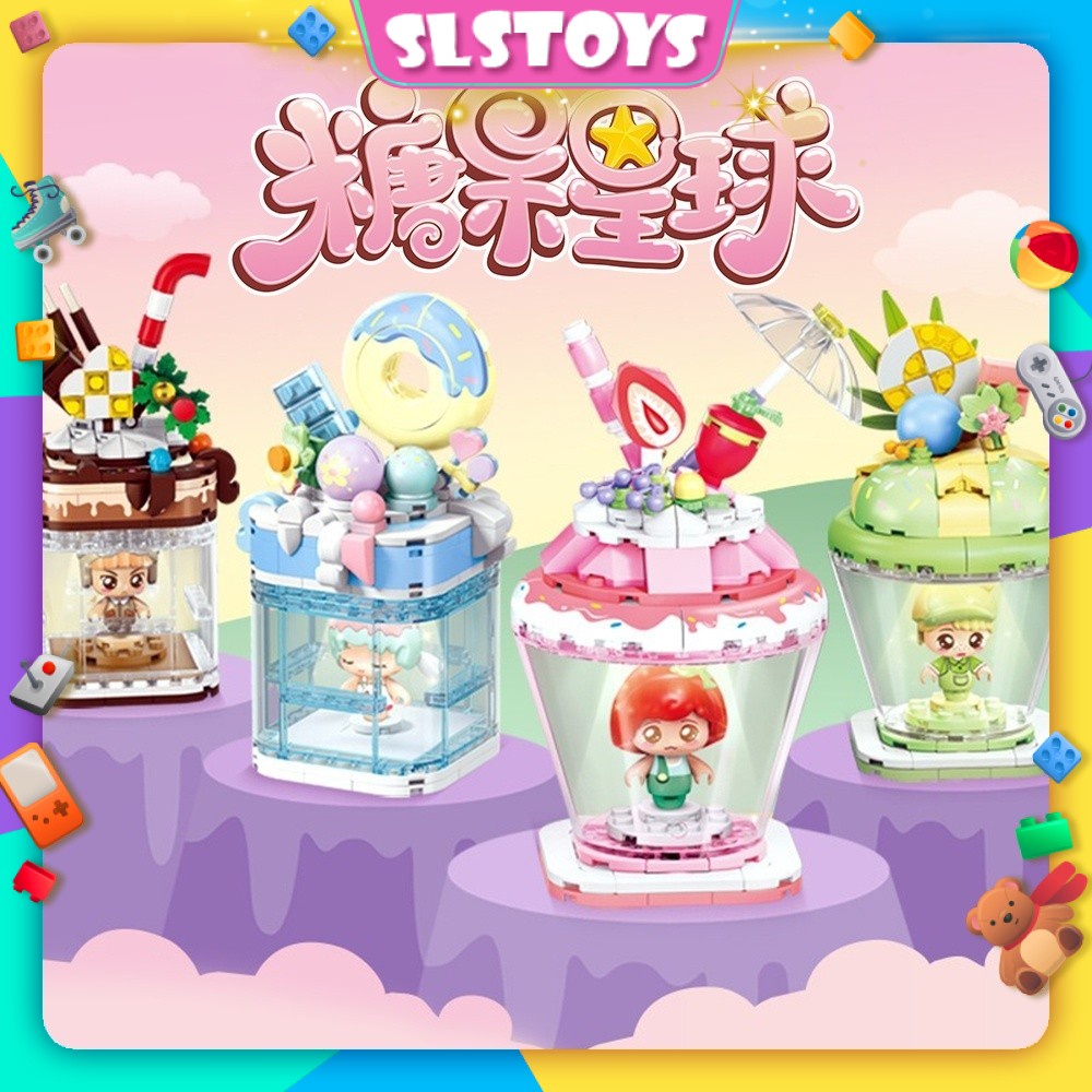 [4 IN 1] Sembo Block Figures Capsule Strawberry Chocolate Matcha Sundae ...