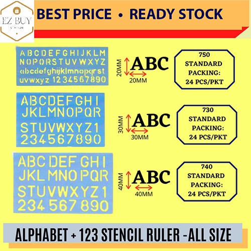 OKADA ABC Stencil Plate Ruler / Alphabet Stencil Ruler / Flexible Ruler ...