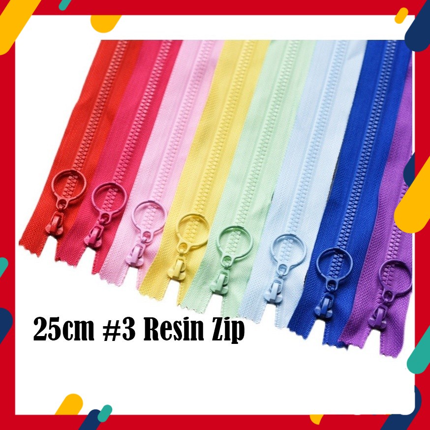 25cm #3 Plain Color Resin Zipper for Craft Bag Beg Jahit | Shopee Malaysia
