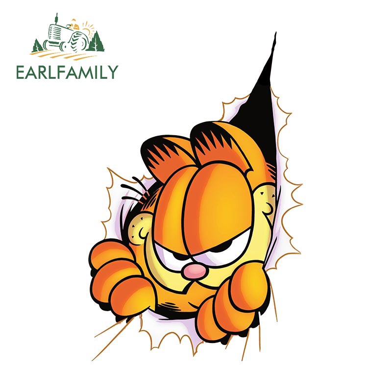EARLFAMILY 13cm Garfield Peeking Car Sticker Cartoon Cute Scratch-Proof ...