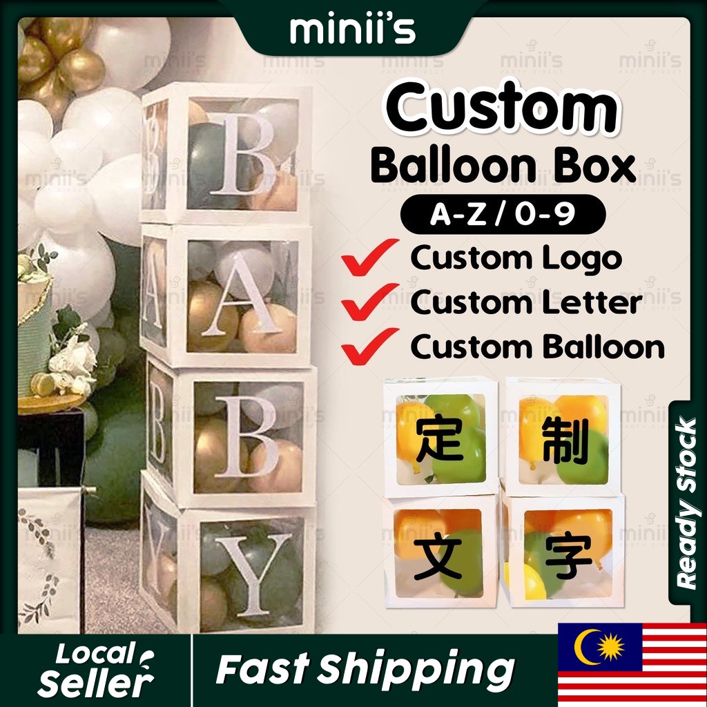 MINIIS A-Z Alphabet Balloon Box Party Box Letter Box Letter Transperent ...