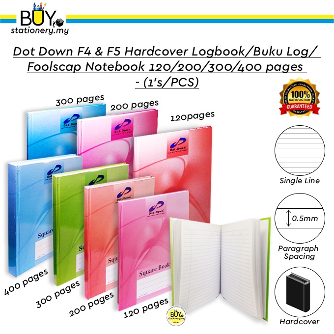Dot Down F4 F5 Hard Cover Logbook Buku Log Foolscap Book Notebook 60gsm ...