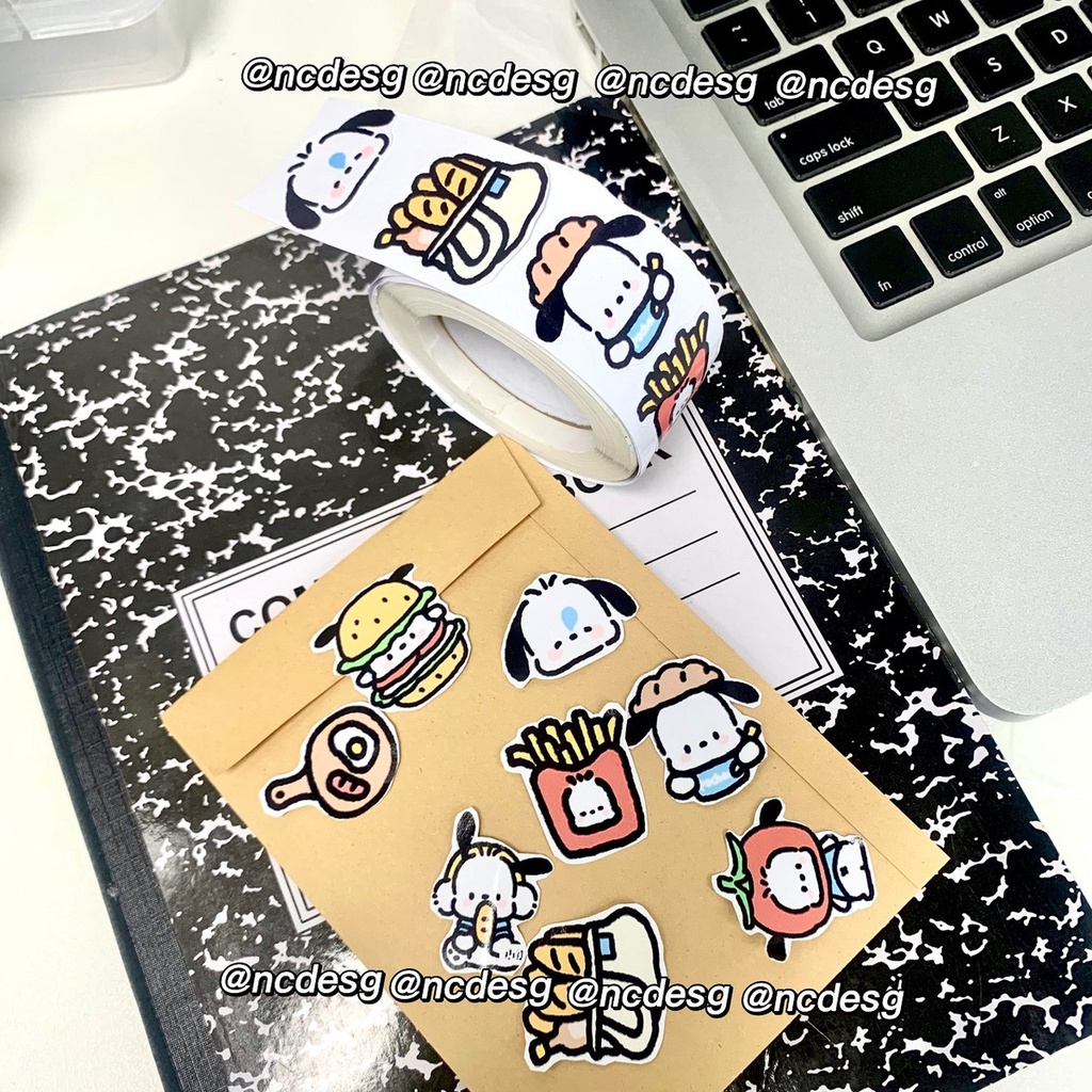 500pcs/roll Gourmet Pacha Dog Cute Cartoon Roll Stickers Decorative Journal Diary Stickers ...