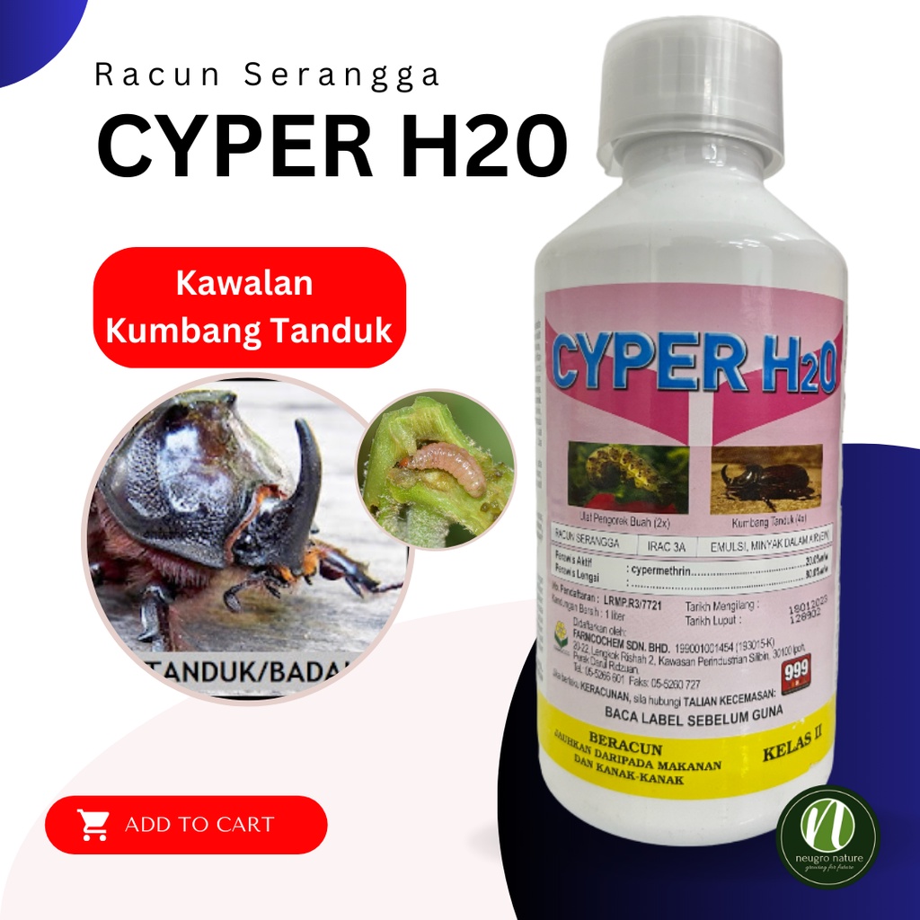 CYPER H2O (1L) Cypermethrin 20% Racun Serangga Lalat Putih / Lalat Buah ...