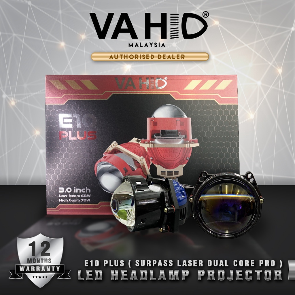 VAHID E10 PLUS LED Headlight Projector Surpass Laser Hyperboloid 68W ...