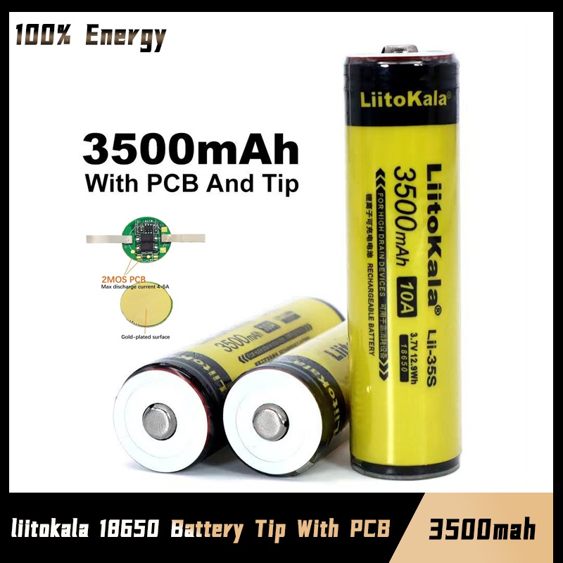 Liitokala Lii-35S Protected 18650 3500mAh Rechargeable Li-lon battery ...