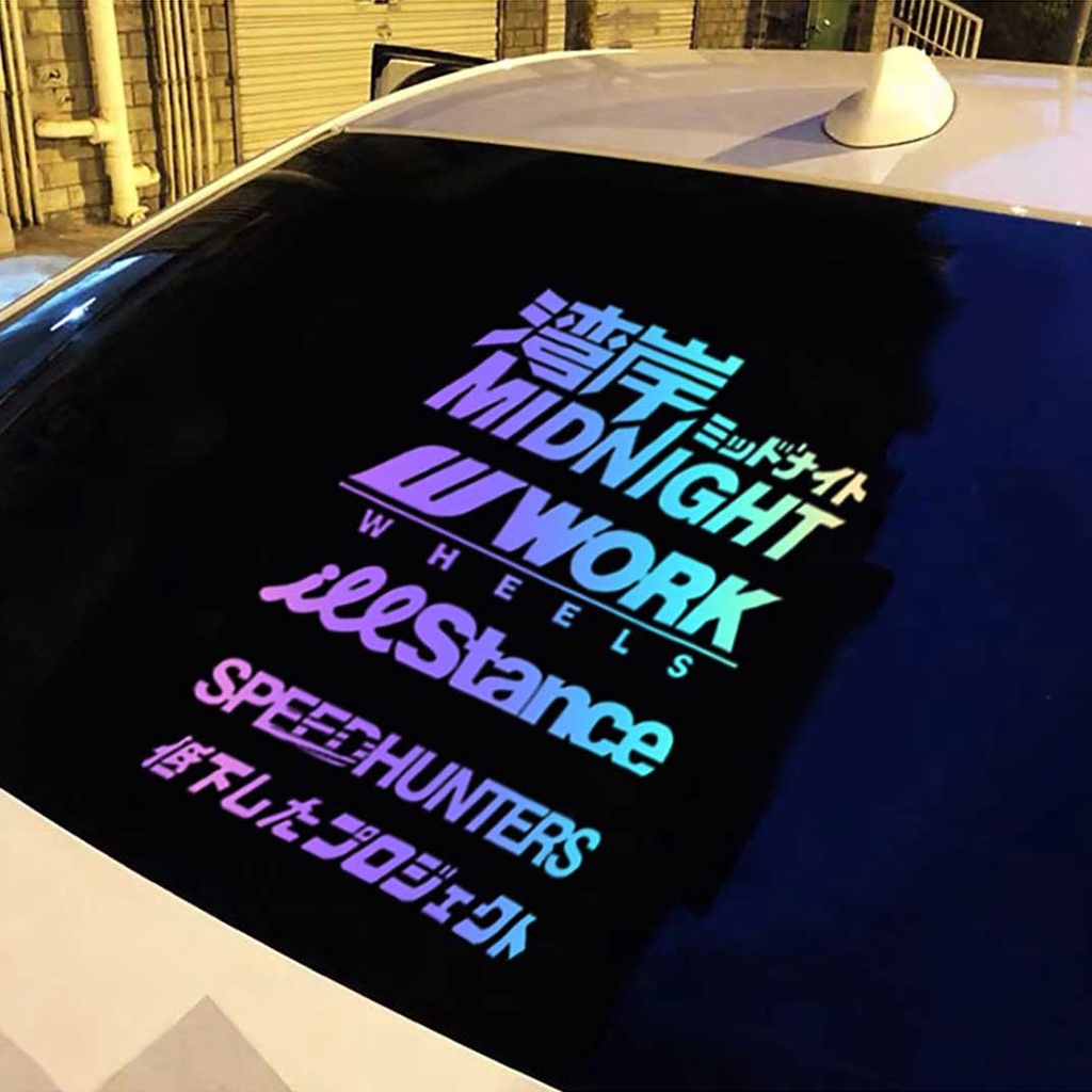 MIDNIGHT Reflective Stcikers JDM Car Door Windshield Laser Decal Car ...