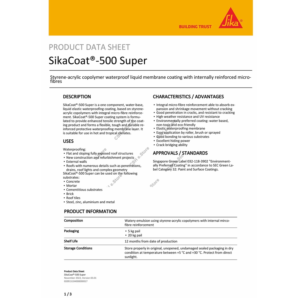 Sika SikaCoat 500 Super 20kg Waterproof Liquid Membrane Coating w ...