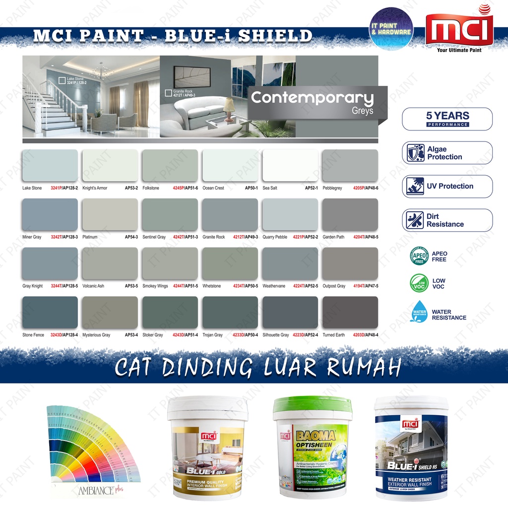 [GREYS] 1 Liter MCI Blue-I Shield for Exterior Wall | 5 Years ...