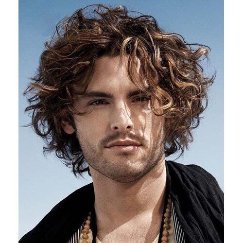 Explosive European and American men's wigs, oblique bangs, short curly ...