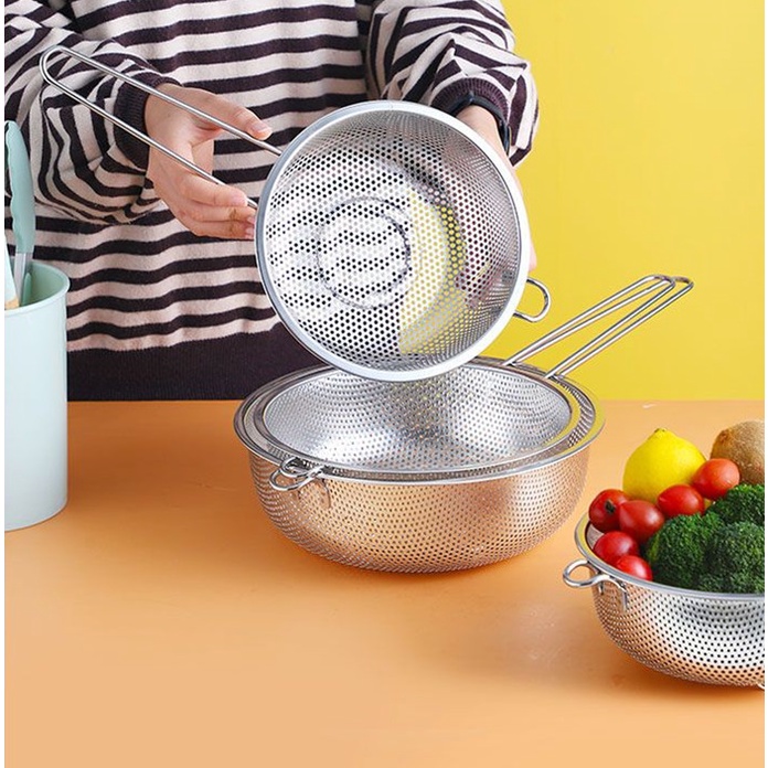 [ALLEN] Multifunctional Filter Colander 304 Stainless Steel Long Handle ...
