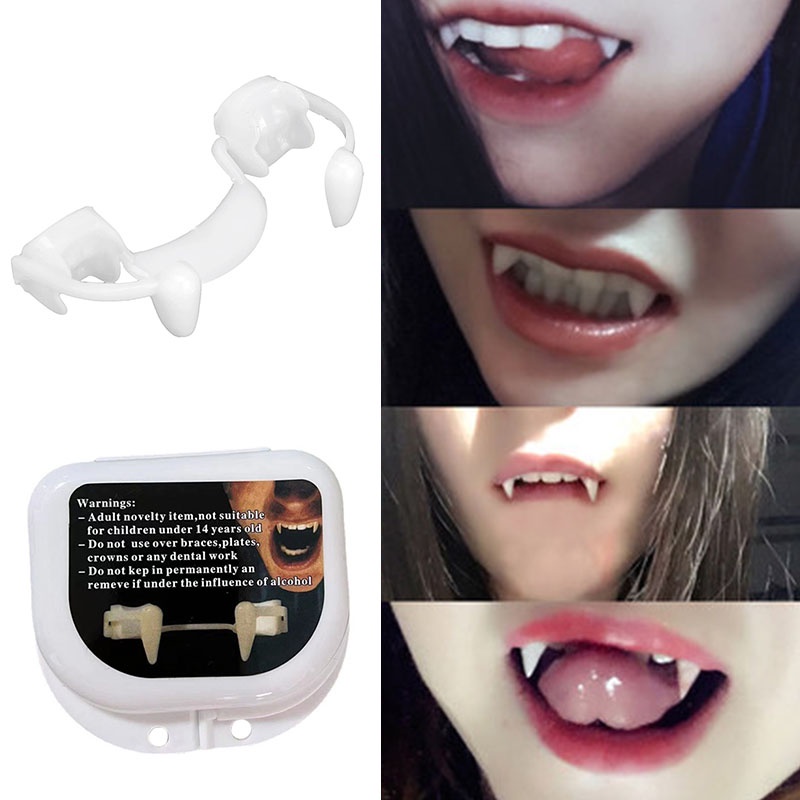 Halloween Cosplay Retractable Vampire Teeth Zombie Dentures Small ...