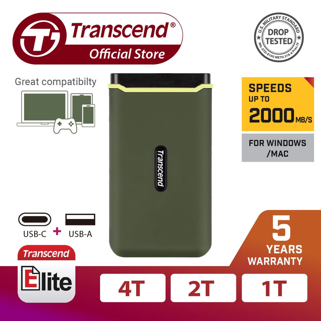 Transcend ESD380C External SSD USB 3.2 Gen 2x2 Type-C (1TB / 2TB / 4TB ...