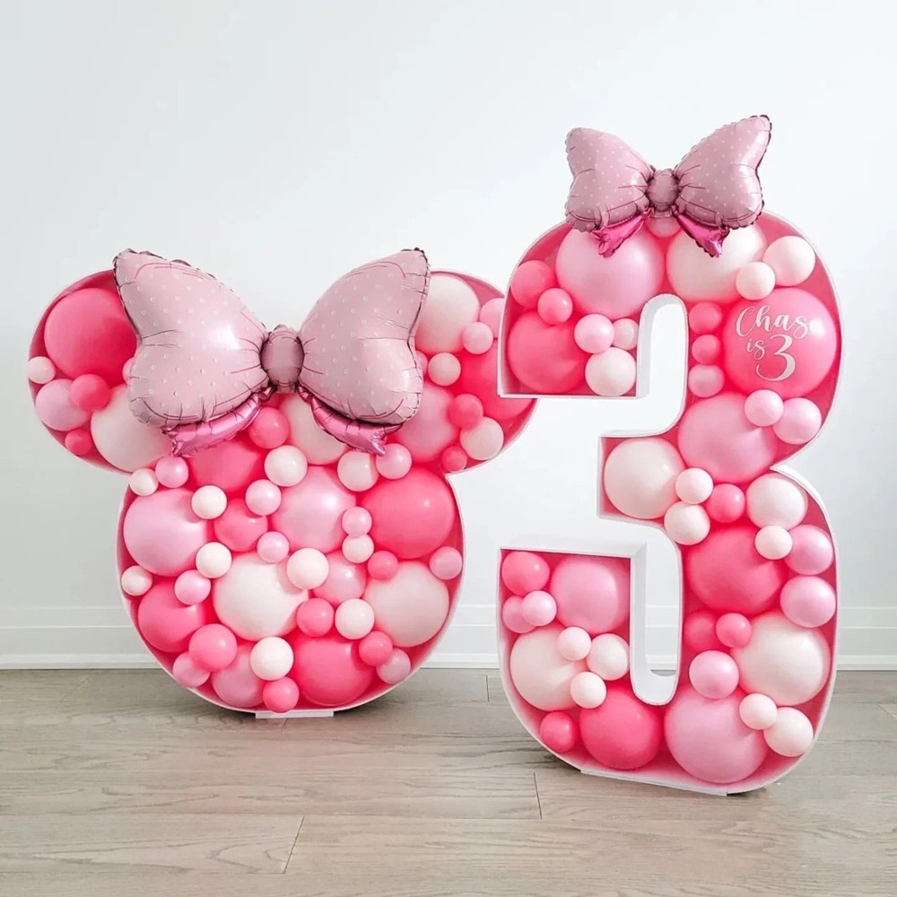 DIY Mickey Minnie Mouse Head Mosaic Balloon Filling Box Stand Frame ...