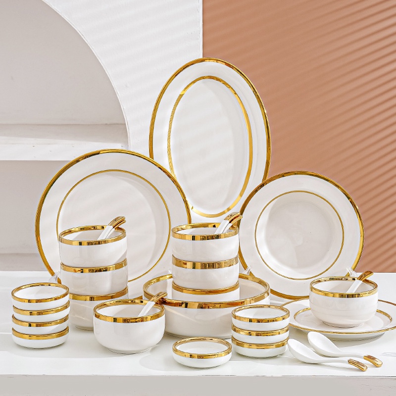 New product Ins Nordic Luxury White Phnom Penh Double Line Tableware ...