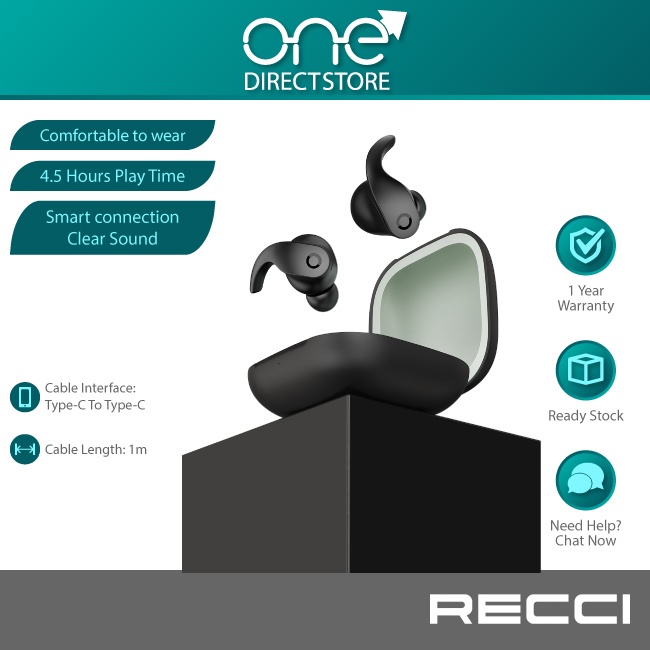 RECCI REP_W49 - TWS EARPHONE BT V5.3 (COMFORTABLE FIT EAR WINGS ...