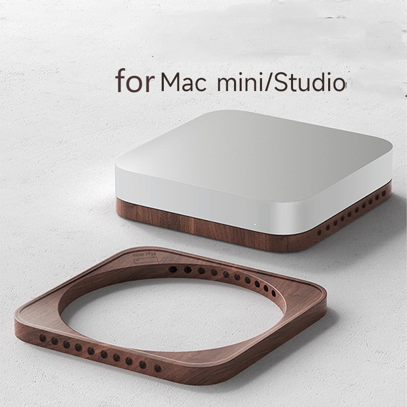 For for Mac mini/M4 Desktop Base Anti-dust Mac studio Walnut Solid Wood ...