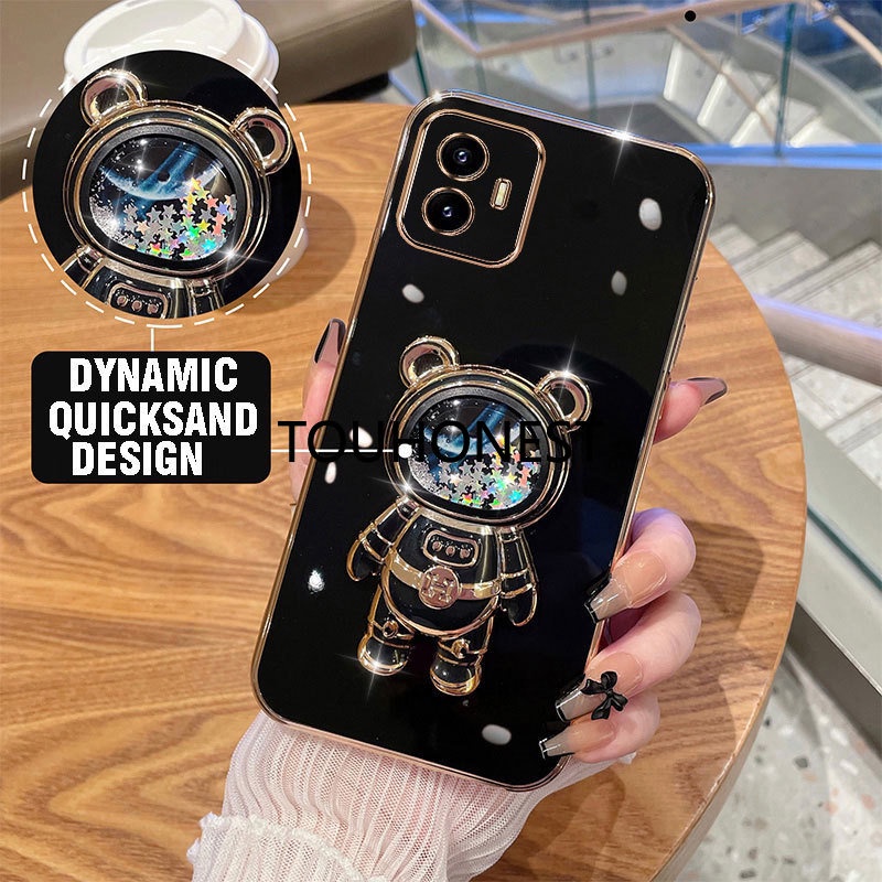 Casing Realme C55 Case Silicone Liquid Quicksand Astronaut Bracket ...