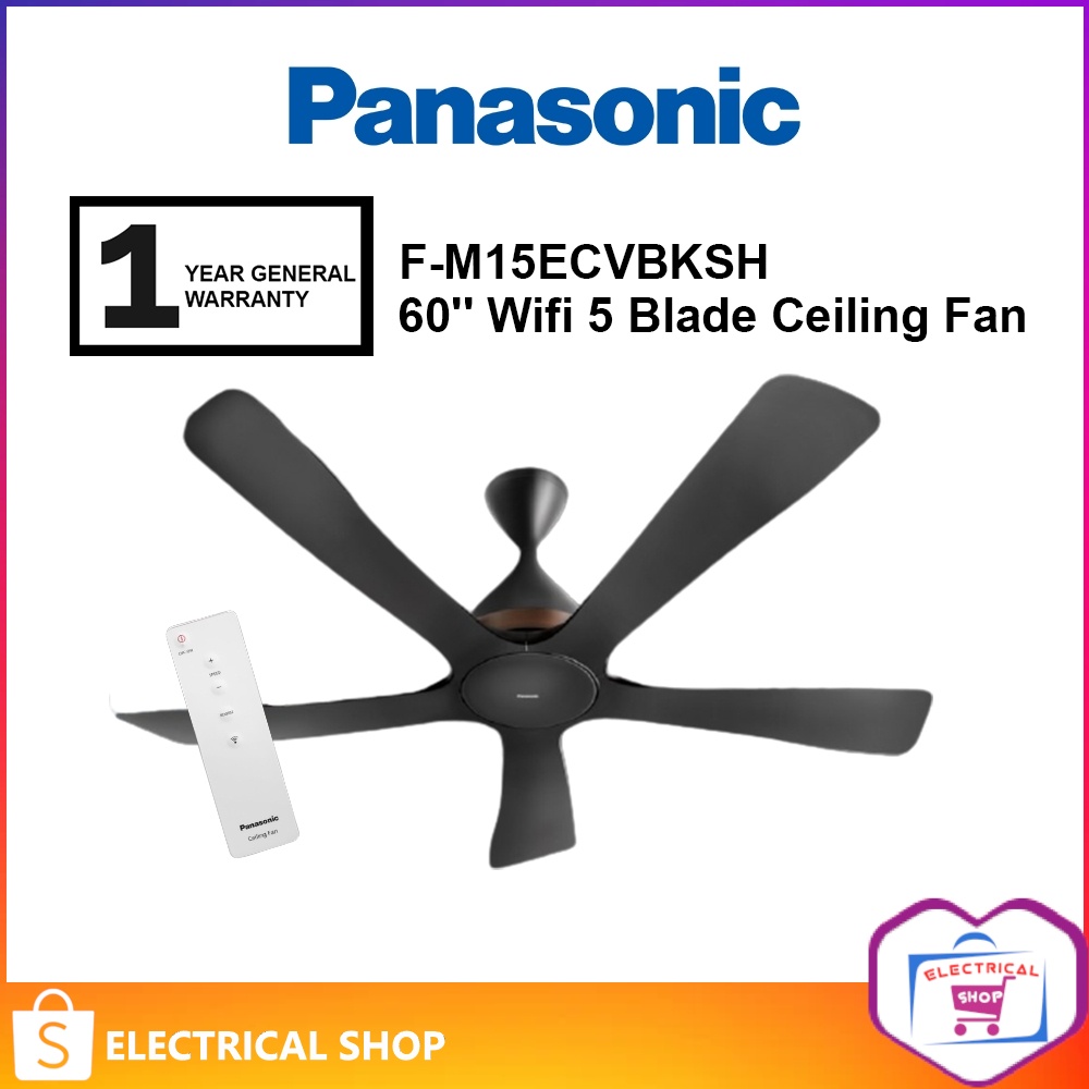 Panasonic Wifan Wifi 5 Blade 60" Ceiling Fan F-M15ECVBKSH With Mobile ...