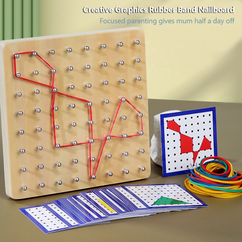 55pcs/set Creative Graphics Rubber Band Nail Board Card Games ...