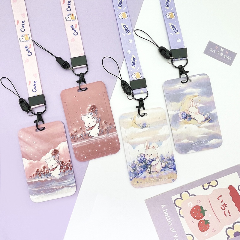 Relief Lovely Rose Bunny Card Sleeve Bus Card Case Student Card Holder ...