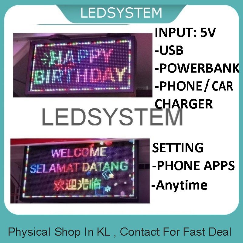 Usb Portable LED Display SignBoard Running Message Display Sign Usb Mini Power Bank WiFi Apps ...