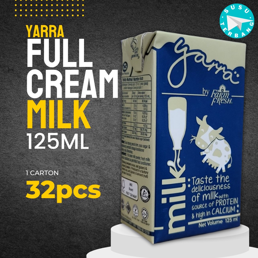 CARTON | 32pcs Yarra Full Cream UHT 125ML (Susu Penuh Krim) by Farm ...