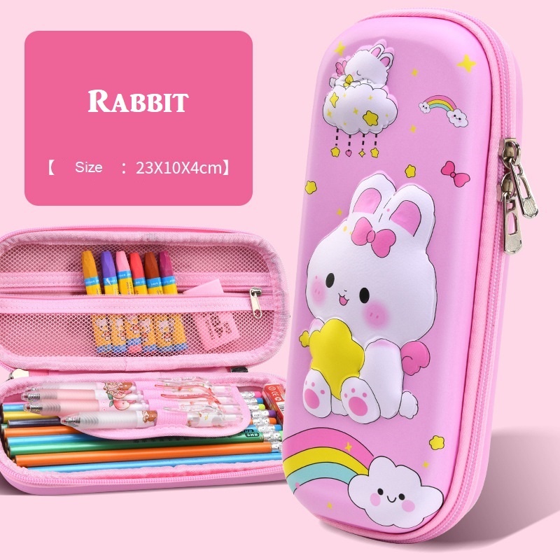 Student Pencil Box 3D Unicorn Cartoon Cute School Kids Pencil Box Pen ...