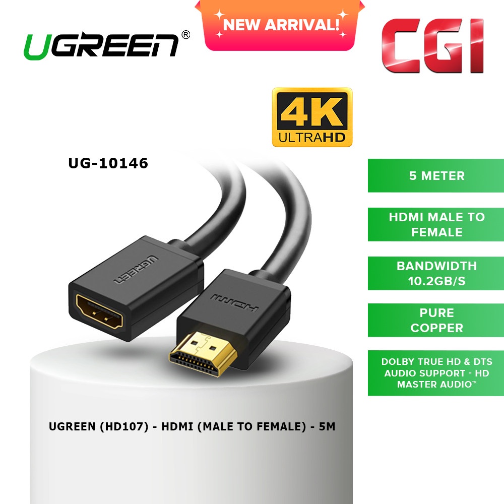 Ugreen 4K 3D HDMI Male to Female Extension Cable (1m) HD107 10146 ...