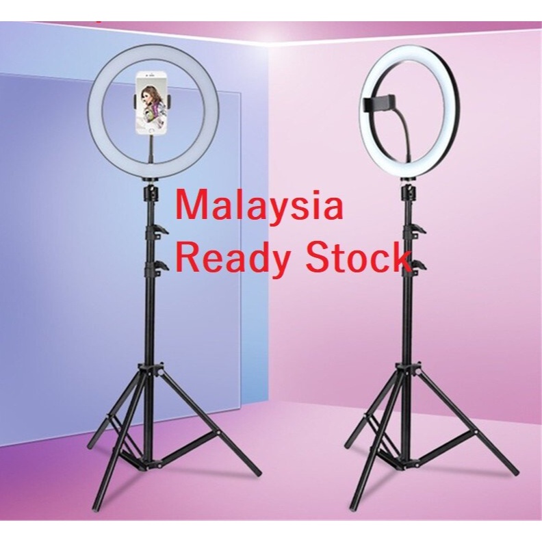(Full Set)2.1M Tripod 26CM LED Ring Light 10.2" with Tripod Stand ...
