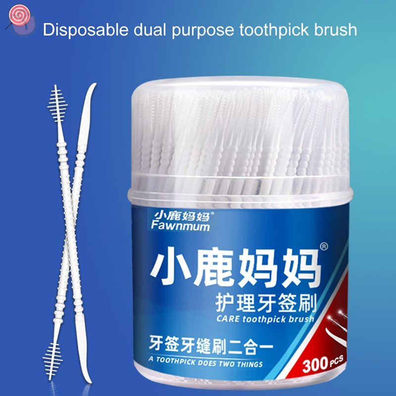 300pcs/set Double-ended dental floss toothpick interdental brush oral ...