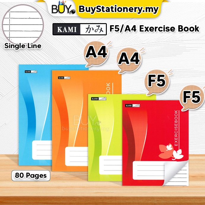 KAMI F5 / A4 Exercise Book Notebook Buku Nota 60gsm 80 Pages Single ...
