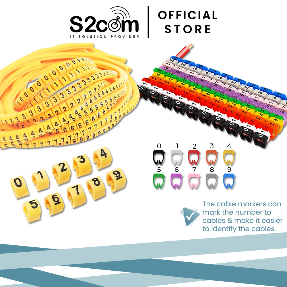 Cable Marker Numbering 0-9 Yellow 200Pcs / Colourful 100Pcs | Shopee ...