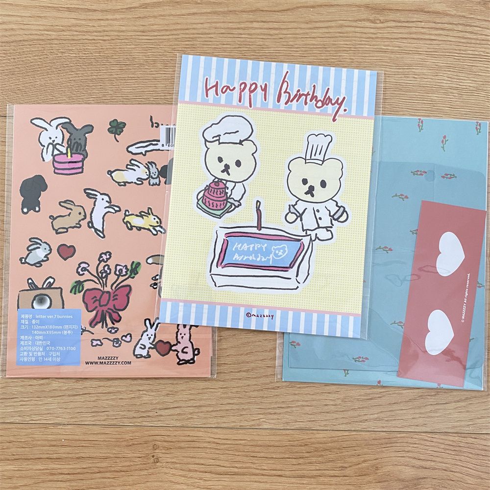 Ins Baking Bear Bunny Envelope Stationery Sticker Set Cute Romantic ...