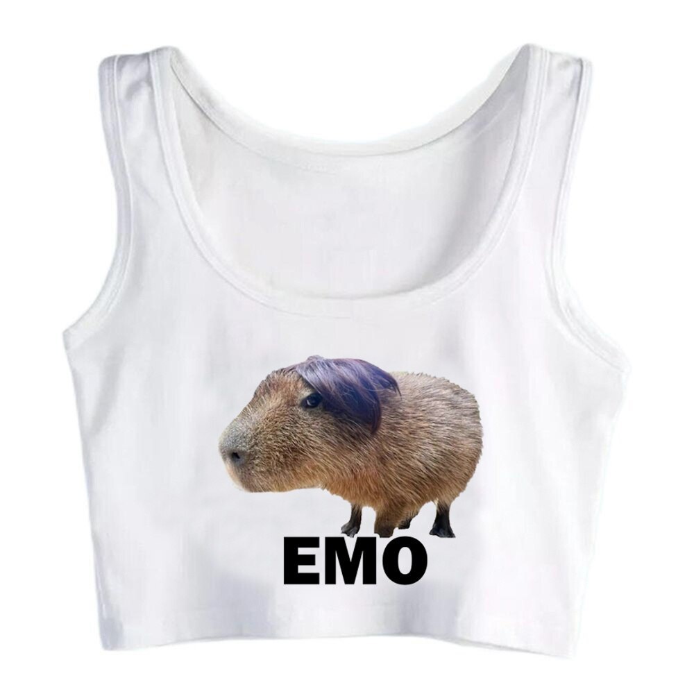 emo capybara tank top streetwear fairy grunge cyber y2k crop top girl ...