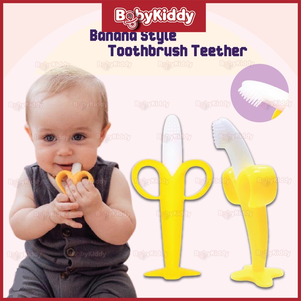(NEW VERSION) Baby Silicone Banana Teether and Toothbrush BPA Free ...
