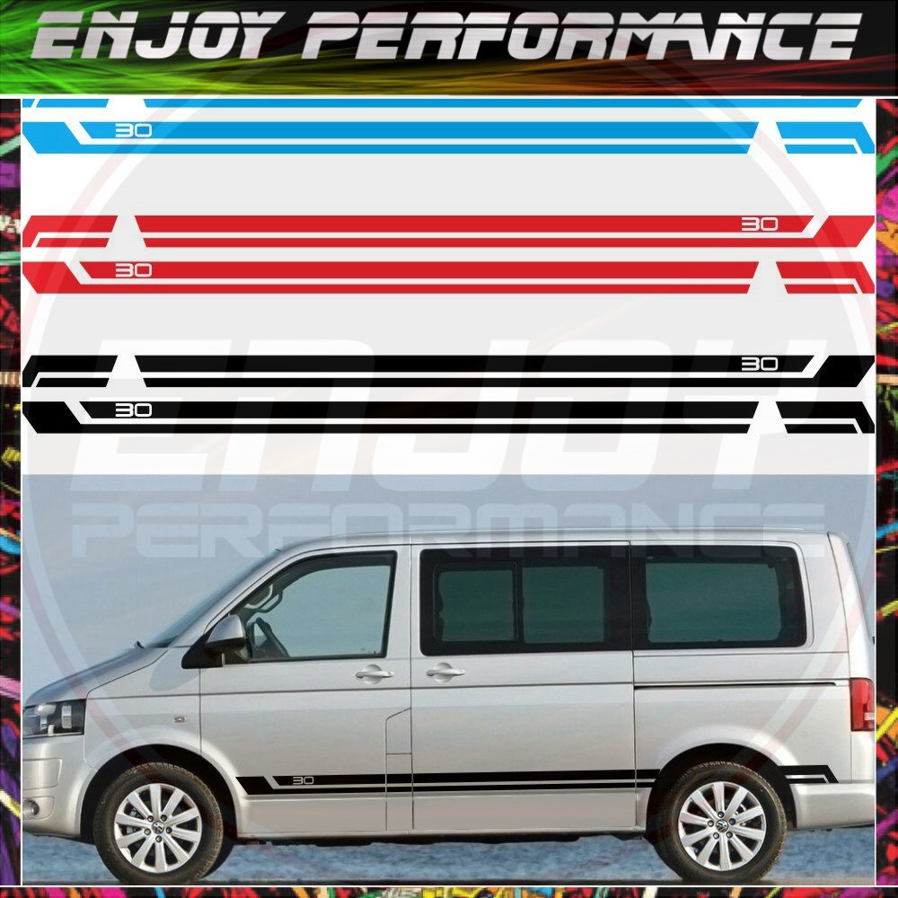 2PCS Fashion racing stripes car sticker VW Multivan T5 T6 car door side ...
