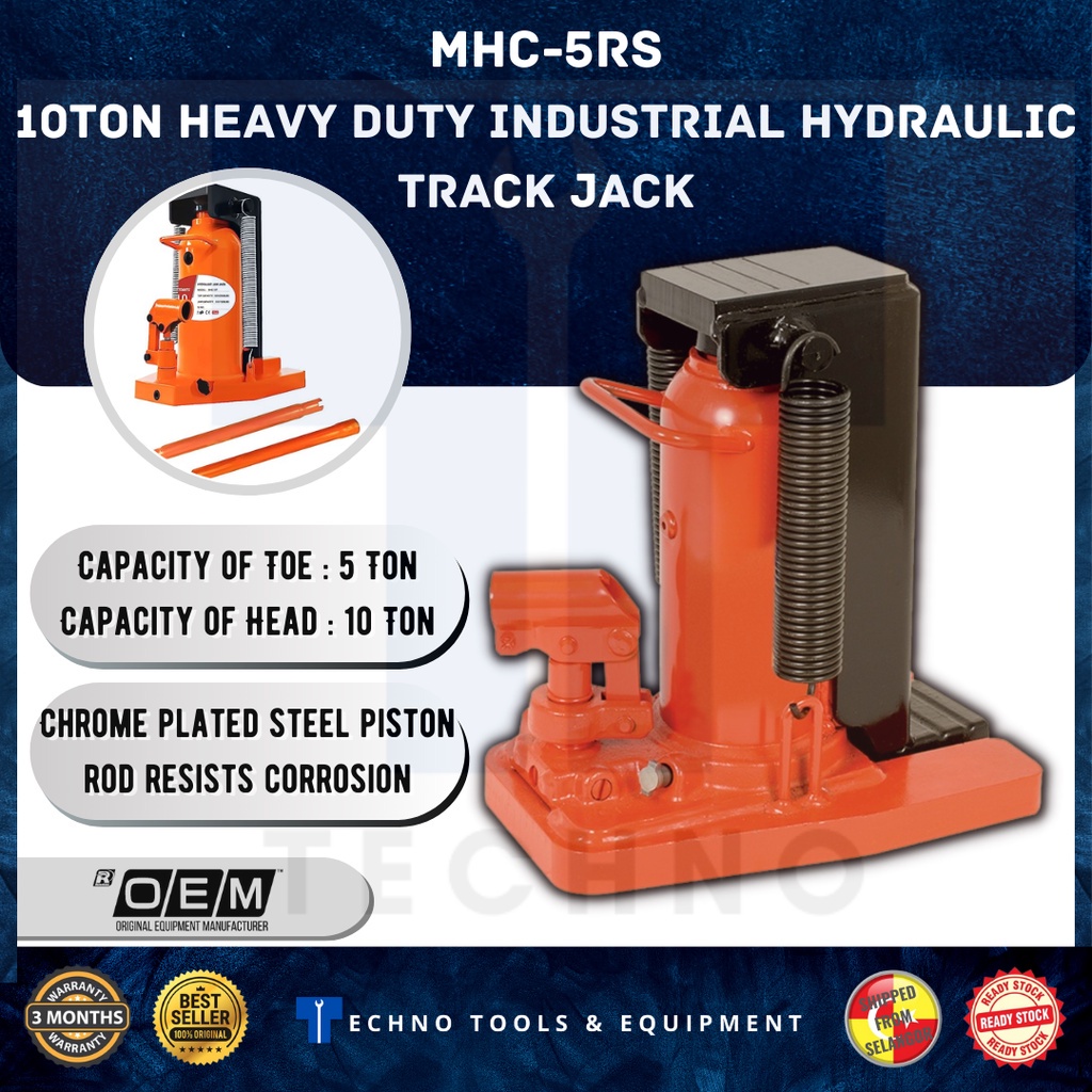 10Ton Heavy Duty Industrial Hydraulic Track Jack / Toe Jack Lift | Head Capacity: 10 Ton, Toe ...
