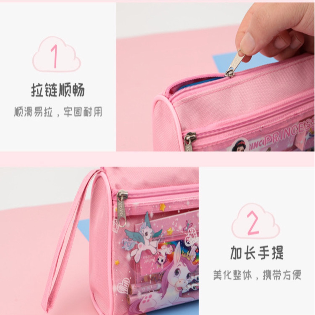 Double Layer Pencil Bag with Stationary Set Kid Gift Set Kids Cartoon ...