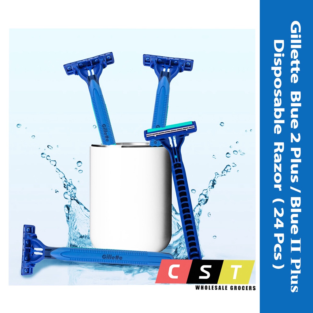 GILLETTE Blue 2 Plus/Blue II Disposable Razor (24 Pcs) | Shopee Malaysia